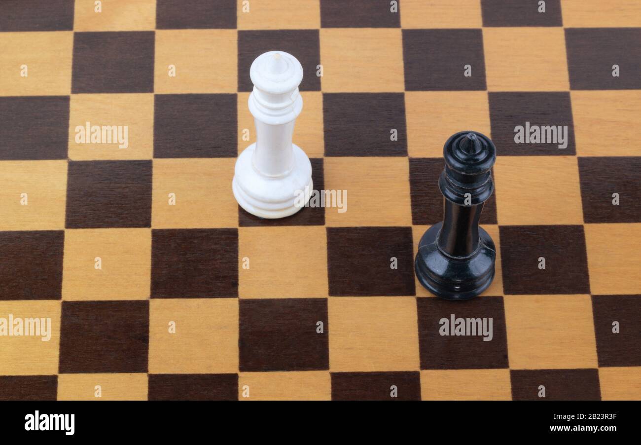 wooden checkerboard with figures Stock Photo - Alamy