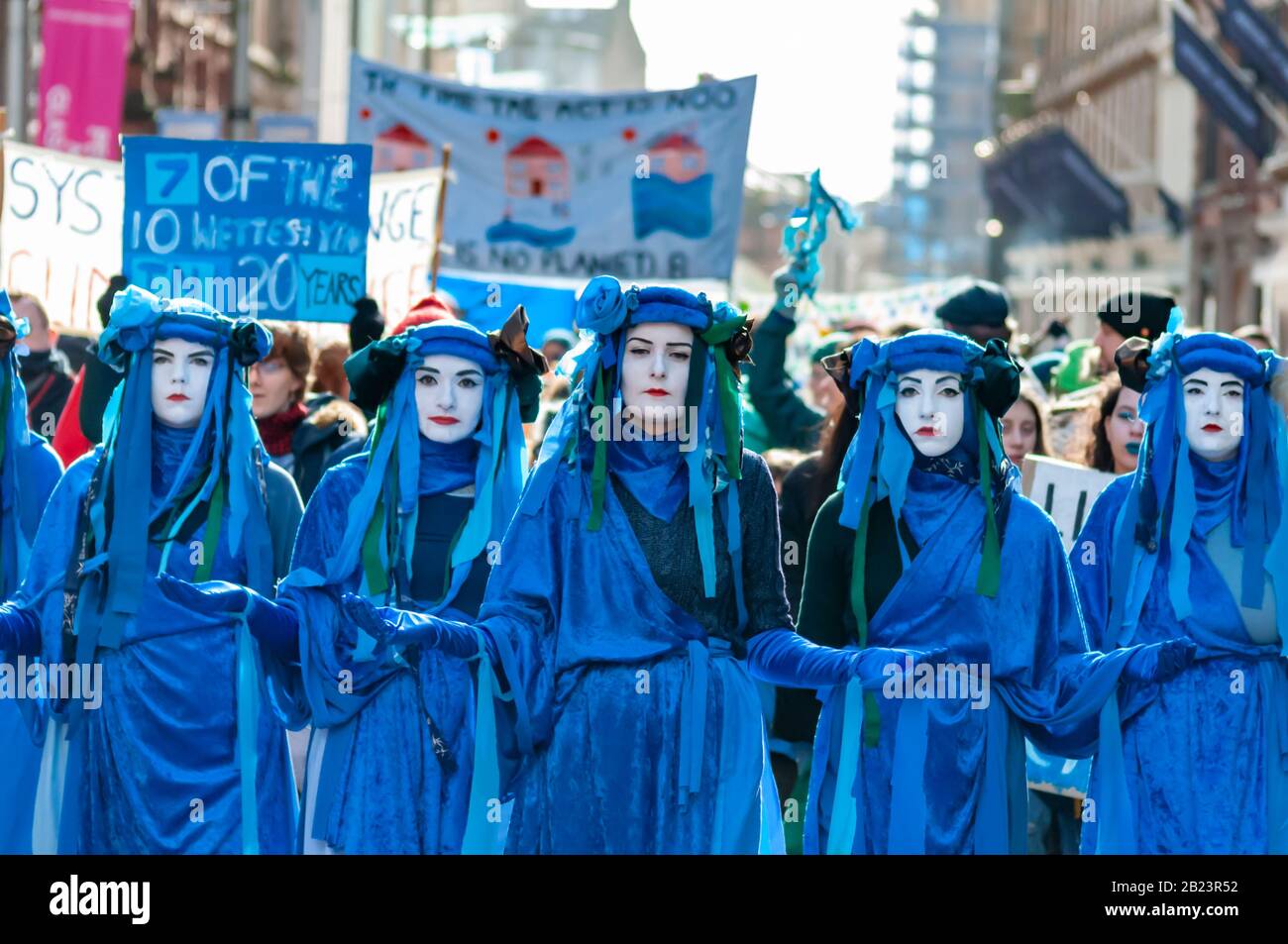 Glasgow, Scotland, UK. 29th February, 2020. The Blue Rebels leading the ...