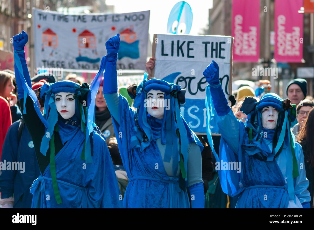 Glasgow, Scotland, UK. 29th February, 2020. The Blue Rebels leading the ...