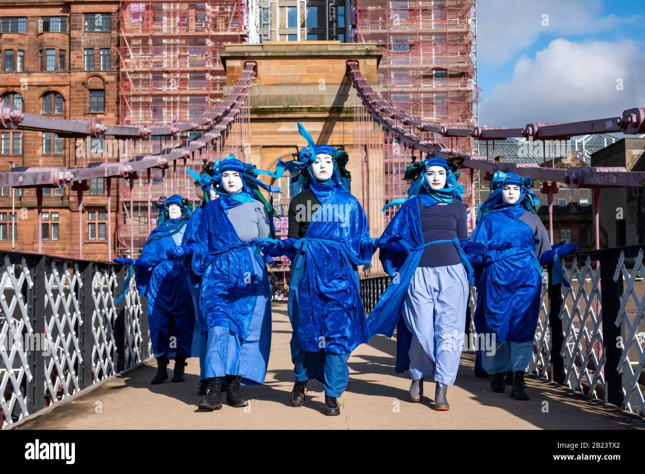 Glasgow, Scotland, UK. 29th February, 2020. The Blue Rebels leading the ...