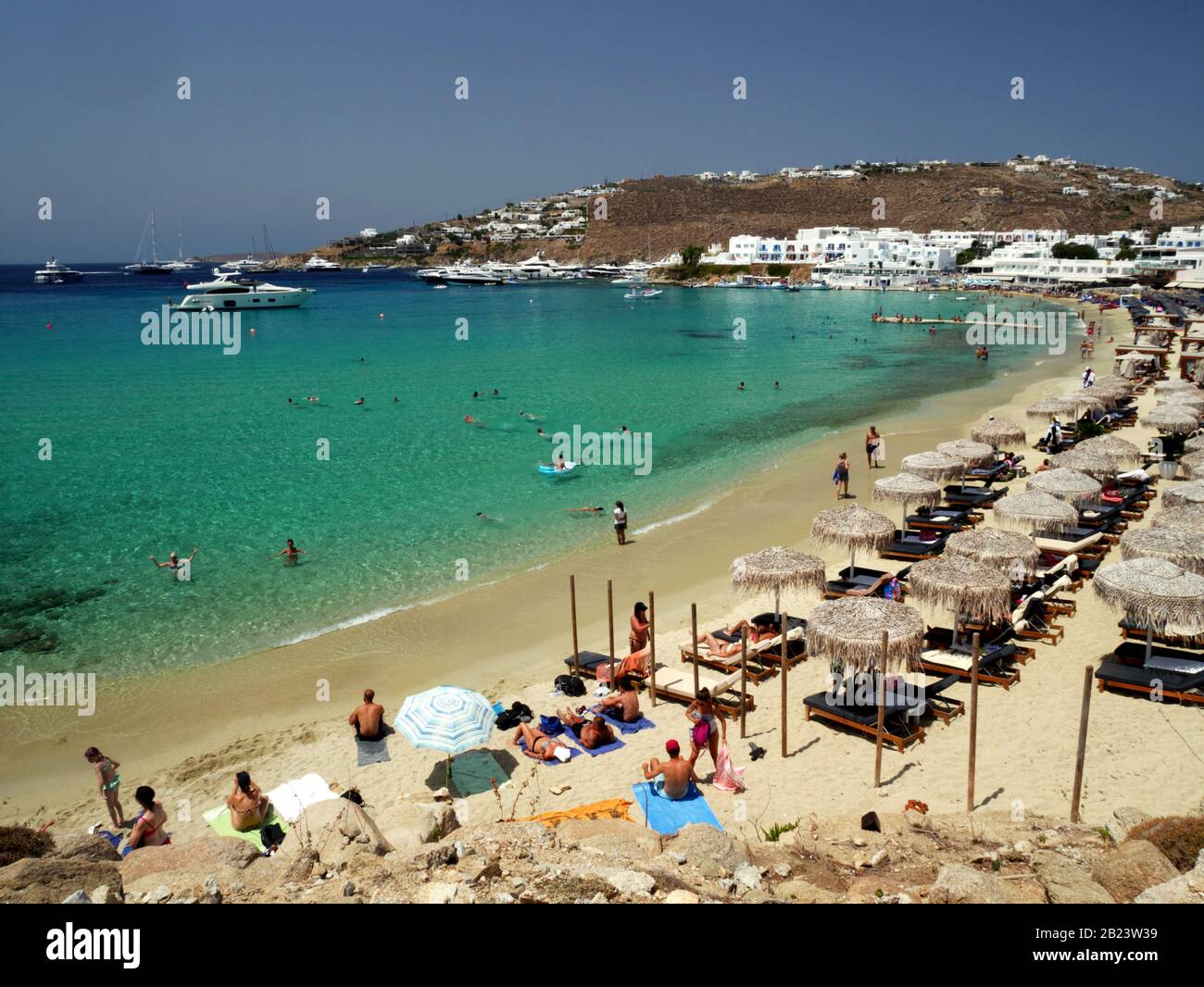 Platys Gialos beach, Mykonos, Greece Stock Photo - Alamy