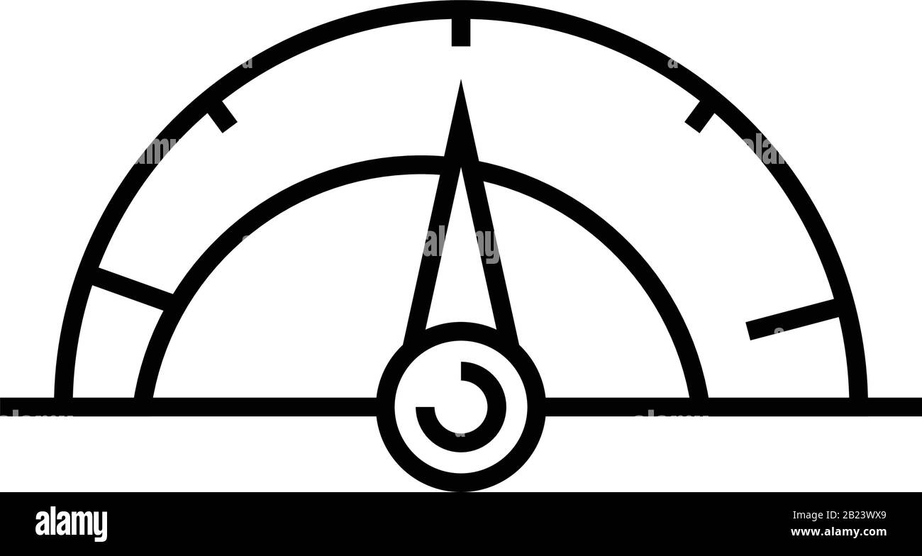 Pressure meter line icon, concept sign, outline vector illustration ...