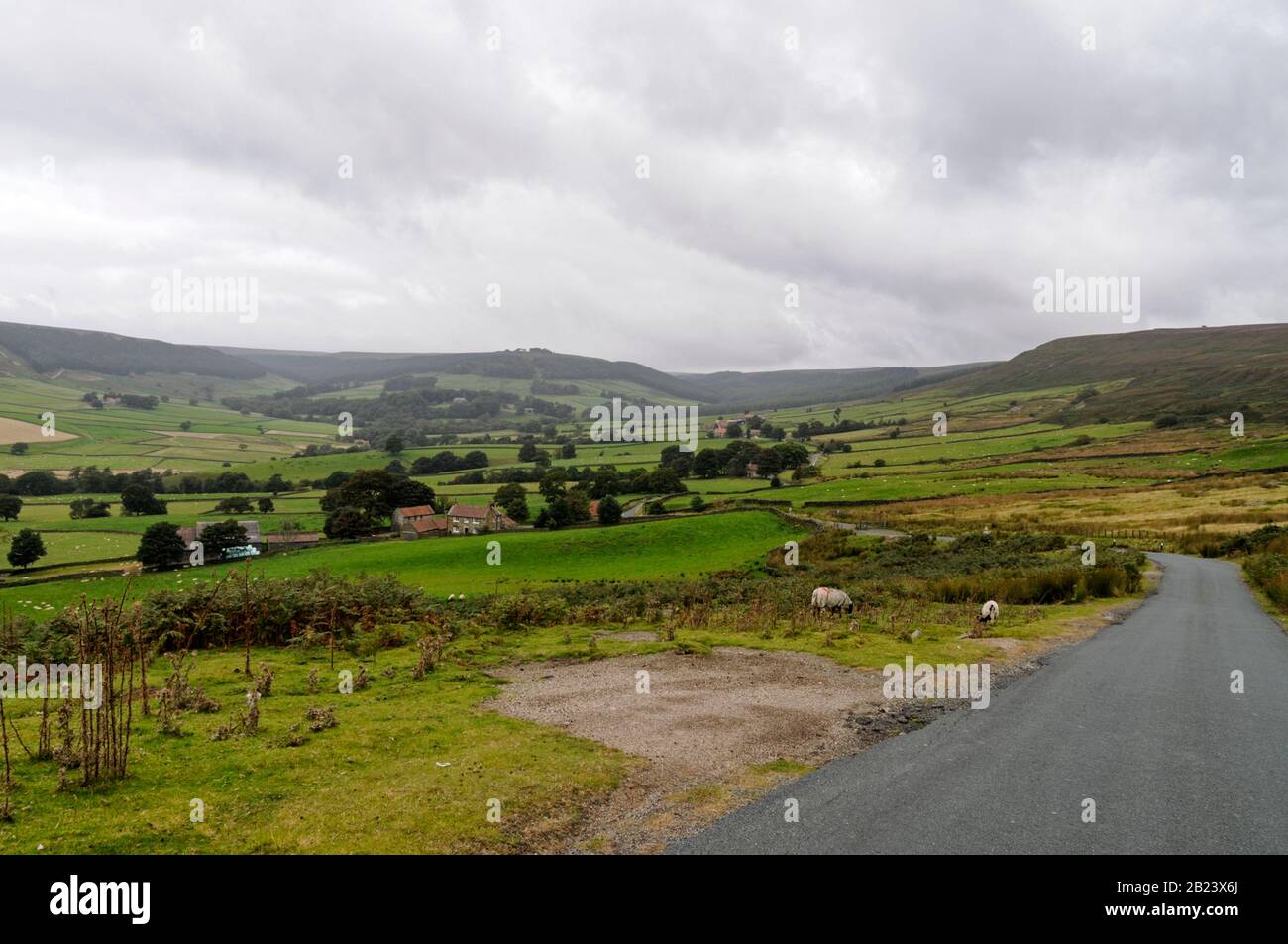 A few scattered sheep farms in the Bransdale valley in the remote part ...
