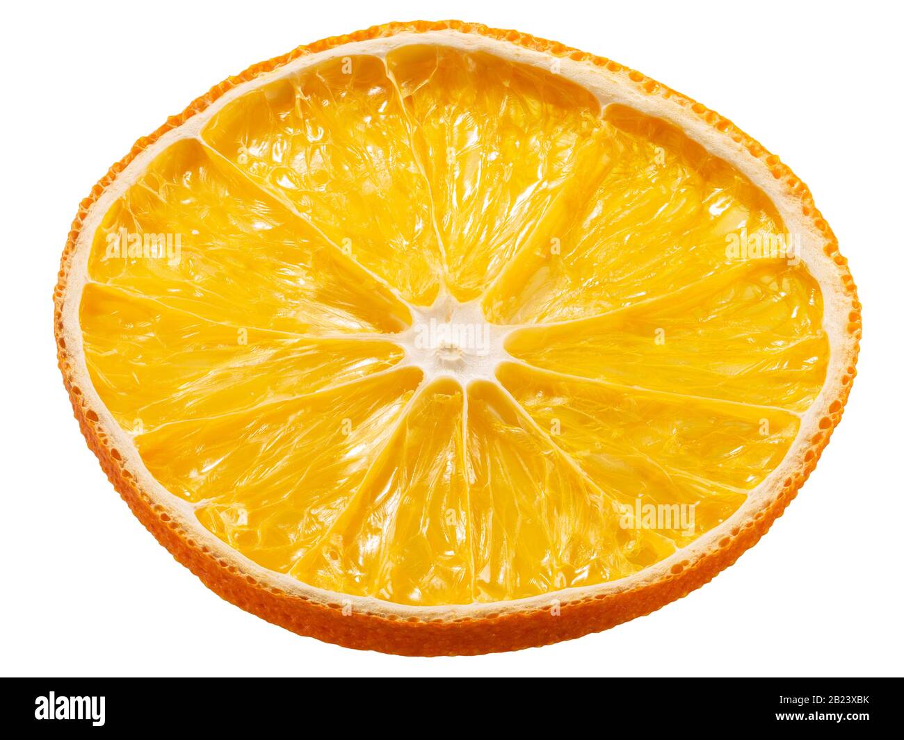 Orange chip, a dried thin slice of Citrus x sinensis fruit, isolated ...