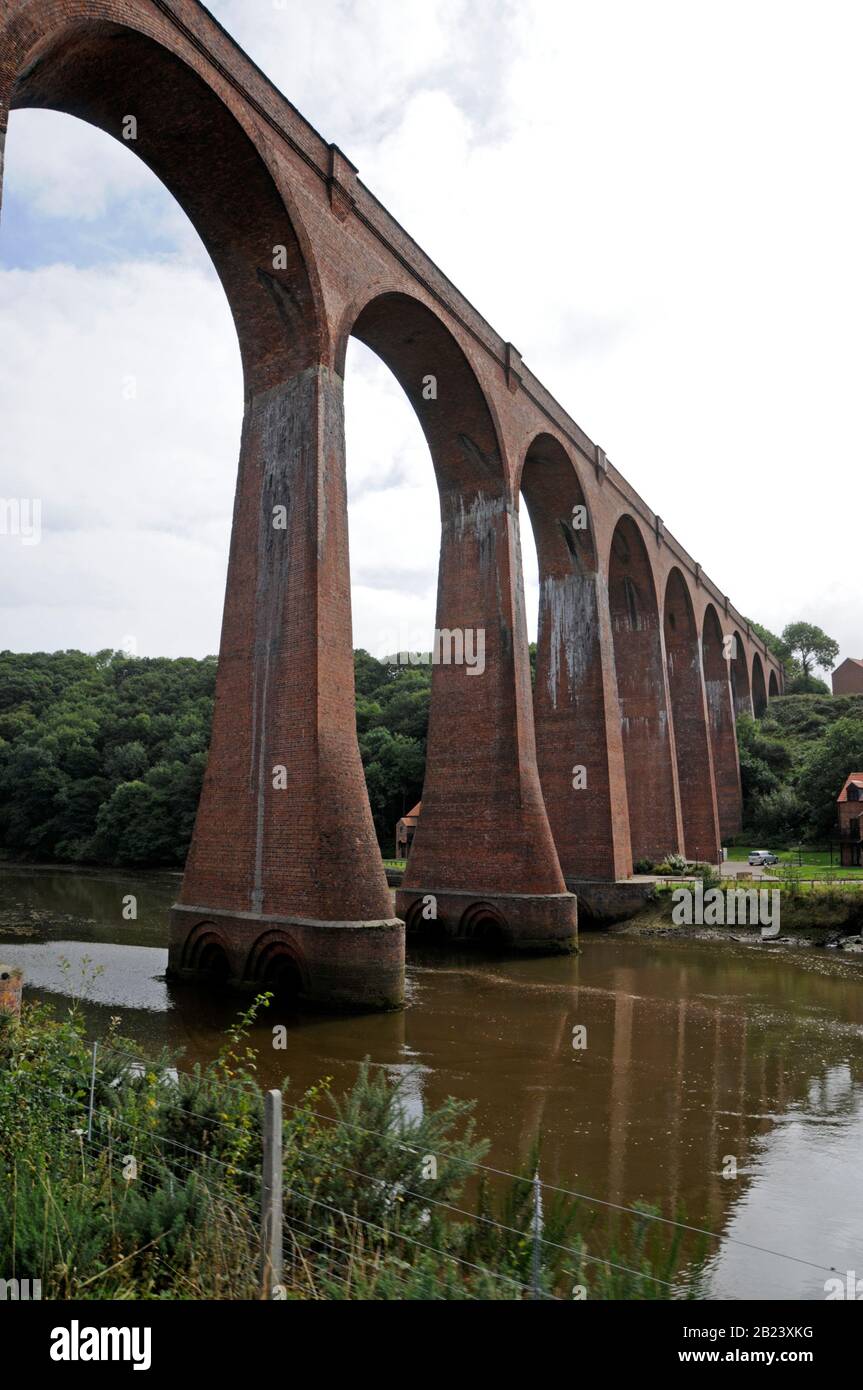 The Larpool viaduct supported with 13 high arches spanning the river ...