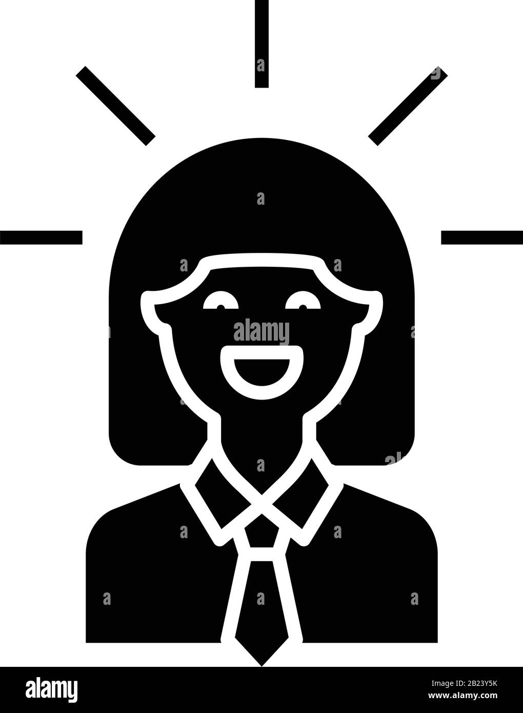 Friendly manager black icon, concept illustration, vector flat symbol ...