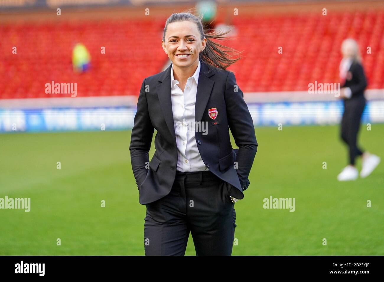 NOTTINGHAM. ENGLAND. FEB 28th: Katie McCabe of Arsenal checks out the ...