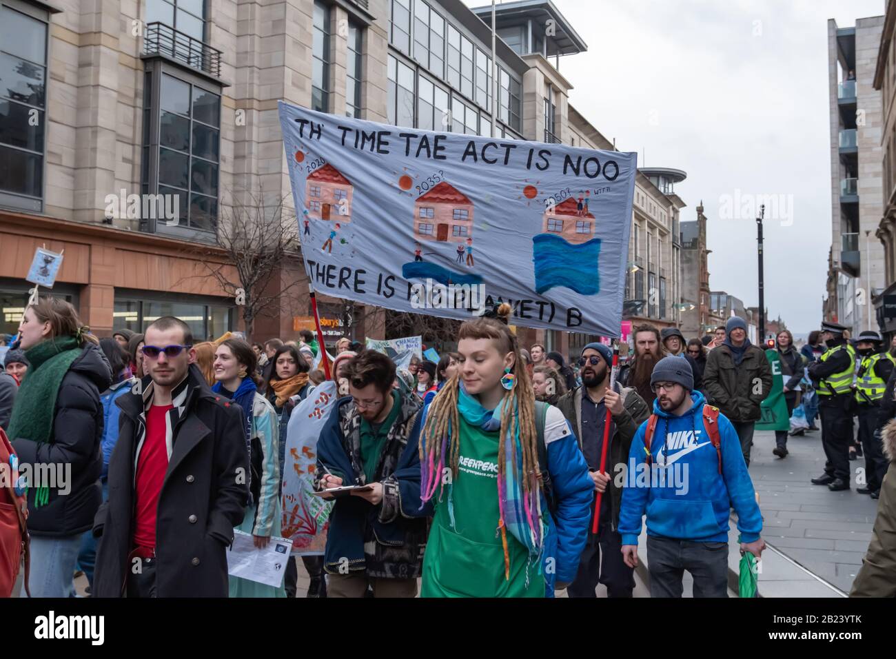 Glasgow, Scotland, UK. 29th February, 2020. A Blue Wave protest by the ...
