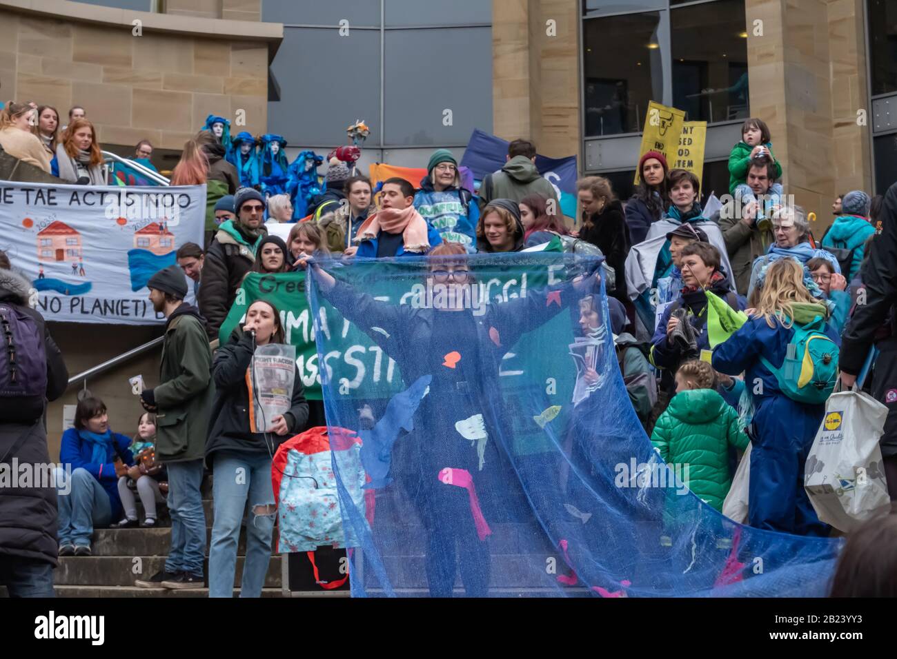Glasgow, Scotland, UK. 29th February, 2020. A Blue Wave protest by the ...