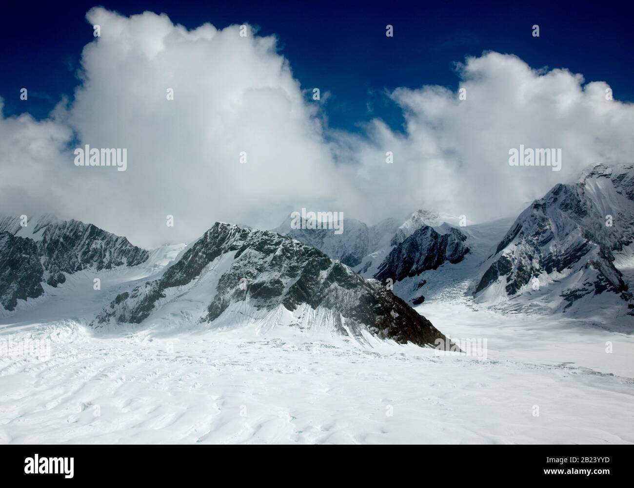 DENALI NATIONAL PARK, USA - 06 Aug 2008 - Aerial view of Ruth Gorge ...