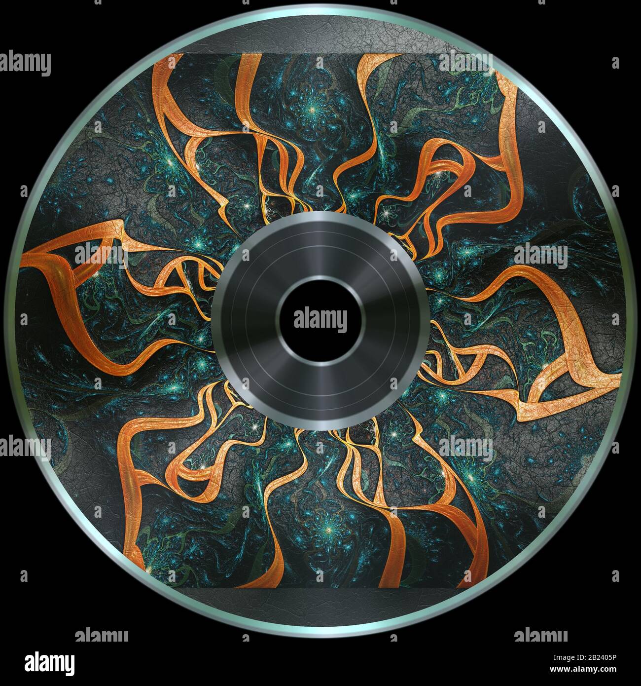 Premade digital media disc with 3D artwork render label on leather ...