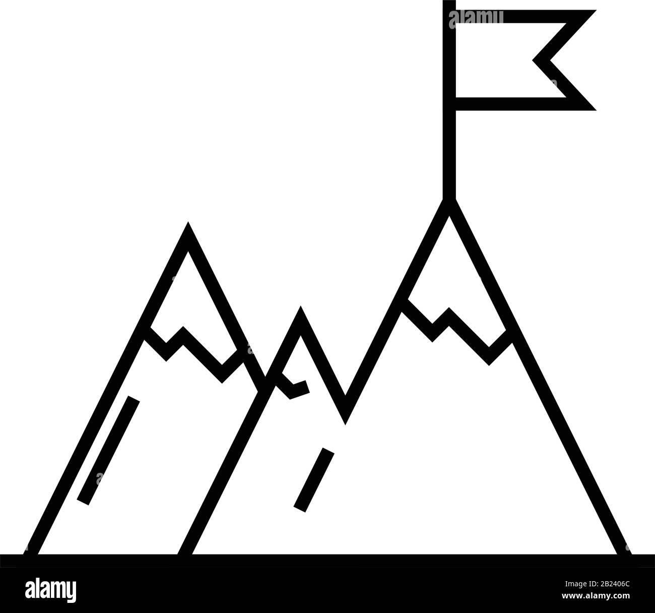 Reaching the top line icon, concept sign, outline vector illustration ...