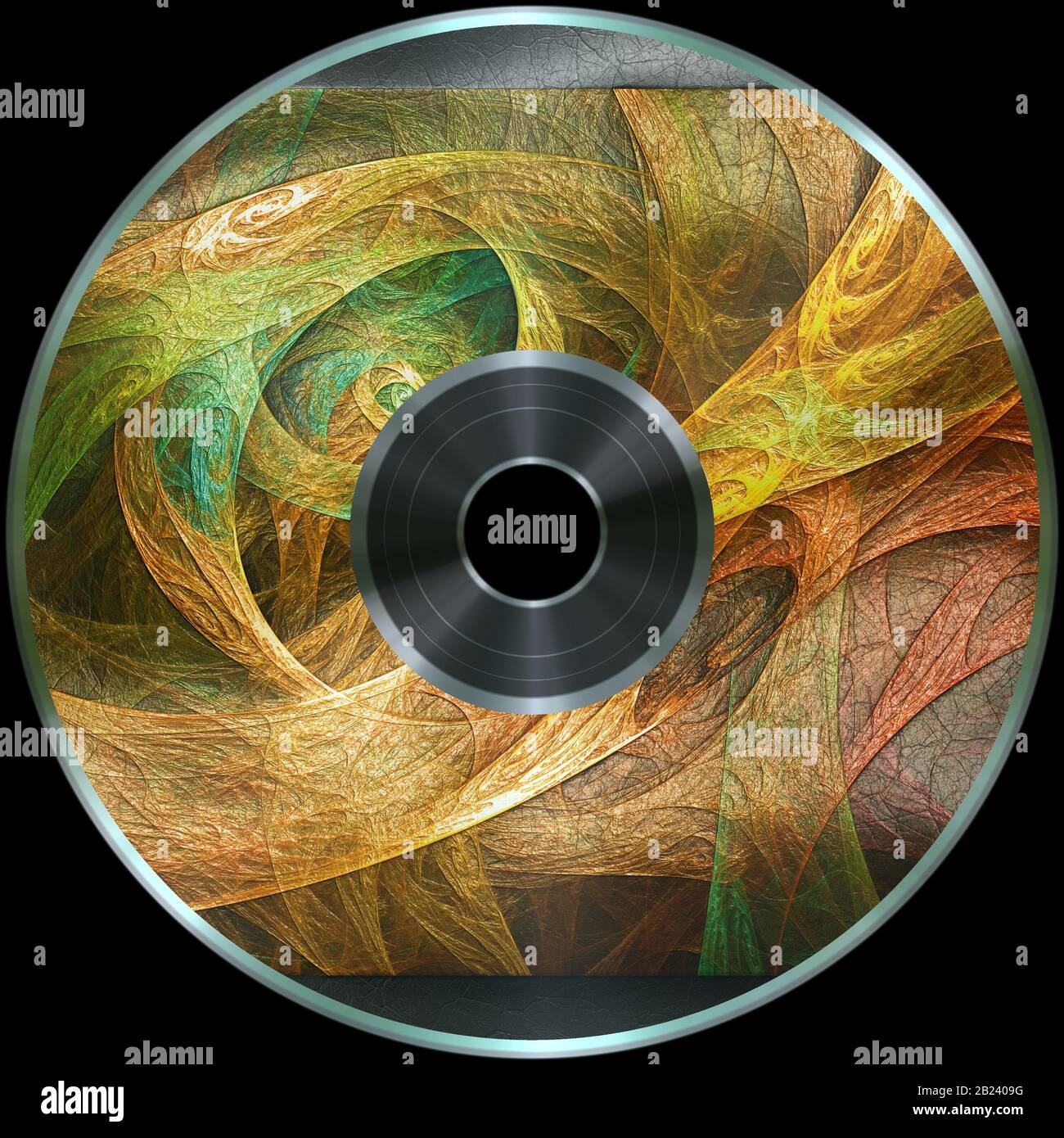 Premade digital media disc with 3D artwork render label on leather ...