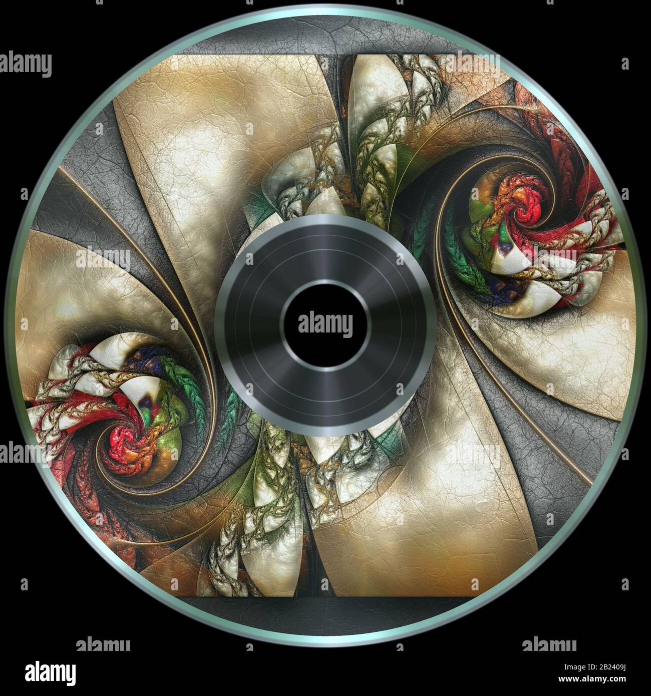 Premade digital media disc with 3D artwork render label on leather ...