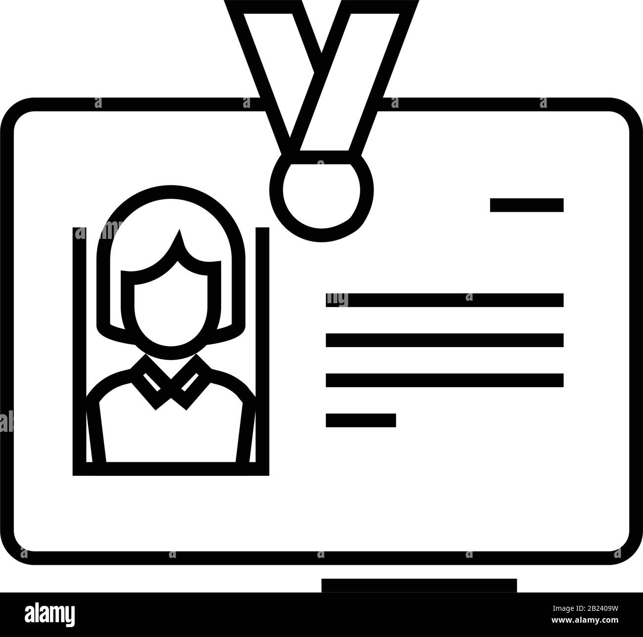 Registration card line icon, concept sign, outline vector illustration ...