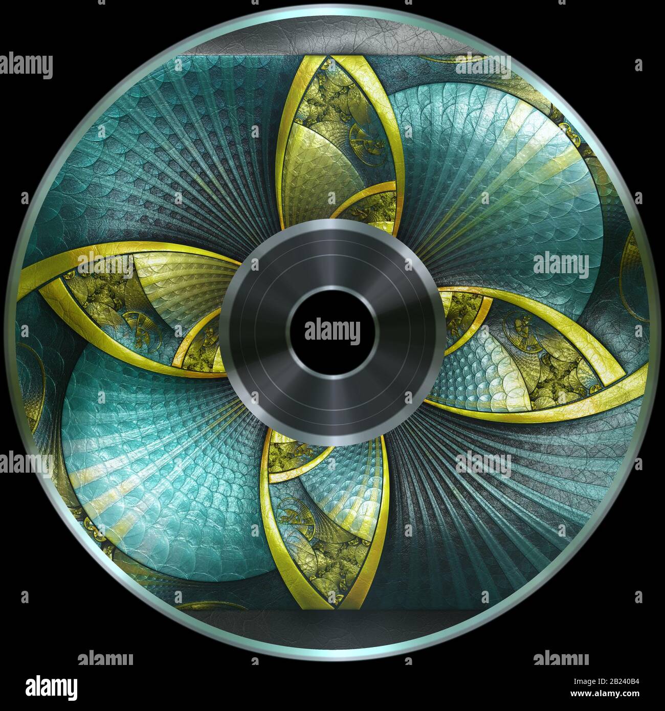 Premade digital media disc with 3D artwork render label on leather ...