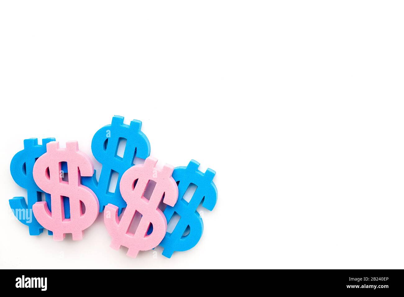 White background with american dollar symbol, minimal flatlay top view ...