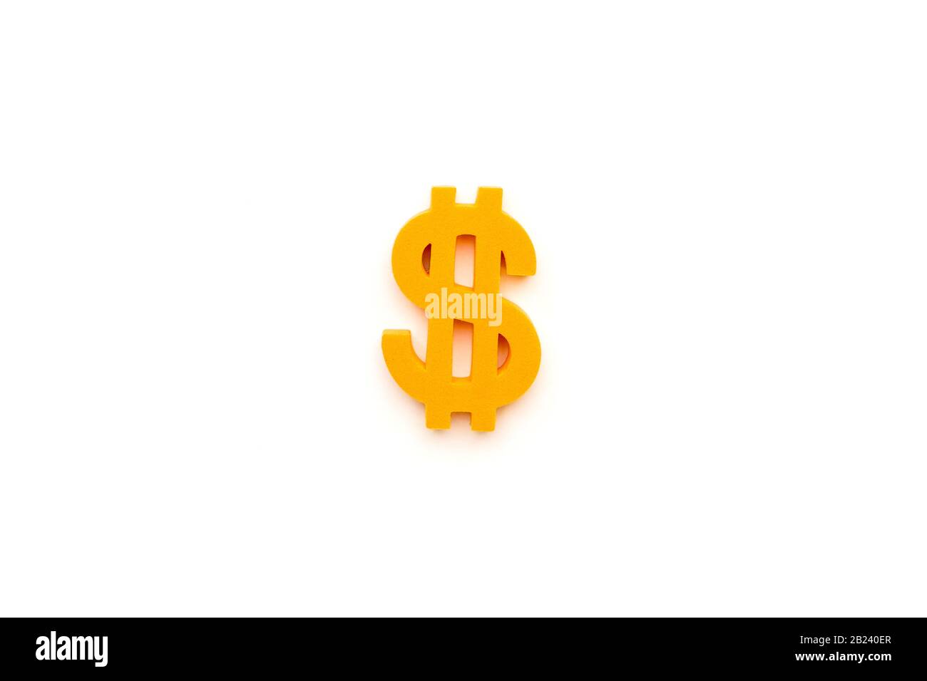 American dollar symbol orange color on white background, minimal ...