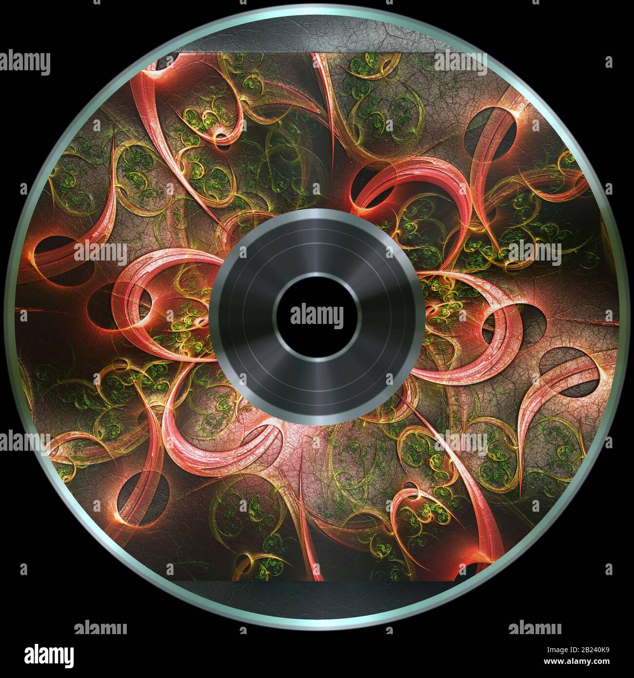 Premade digital media disc with 3D artwork render label on leather ...