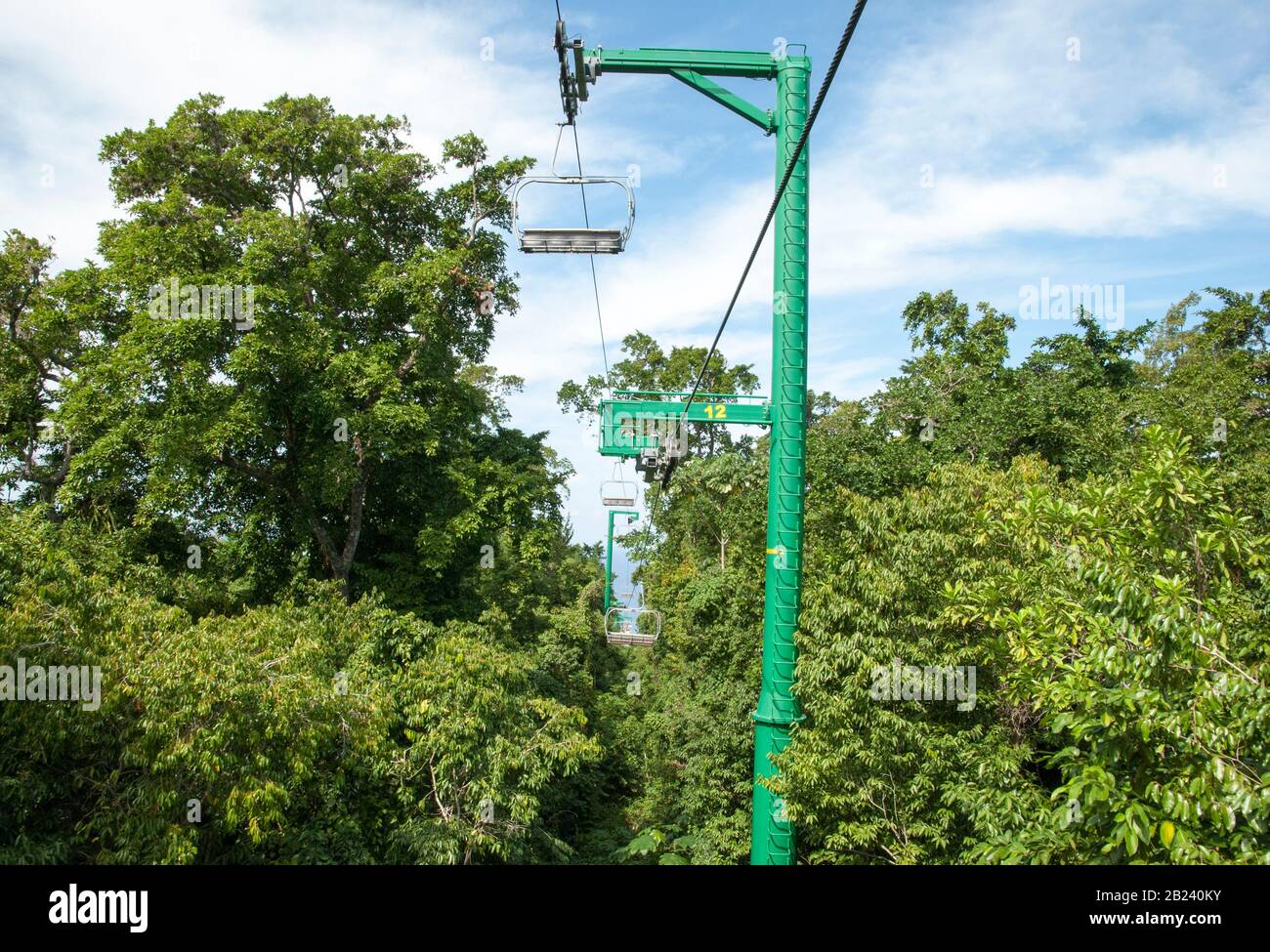The cable transportation between the top of the nearby mountain and ...