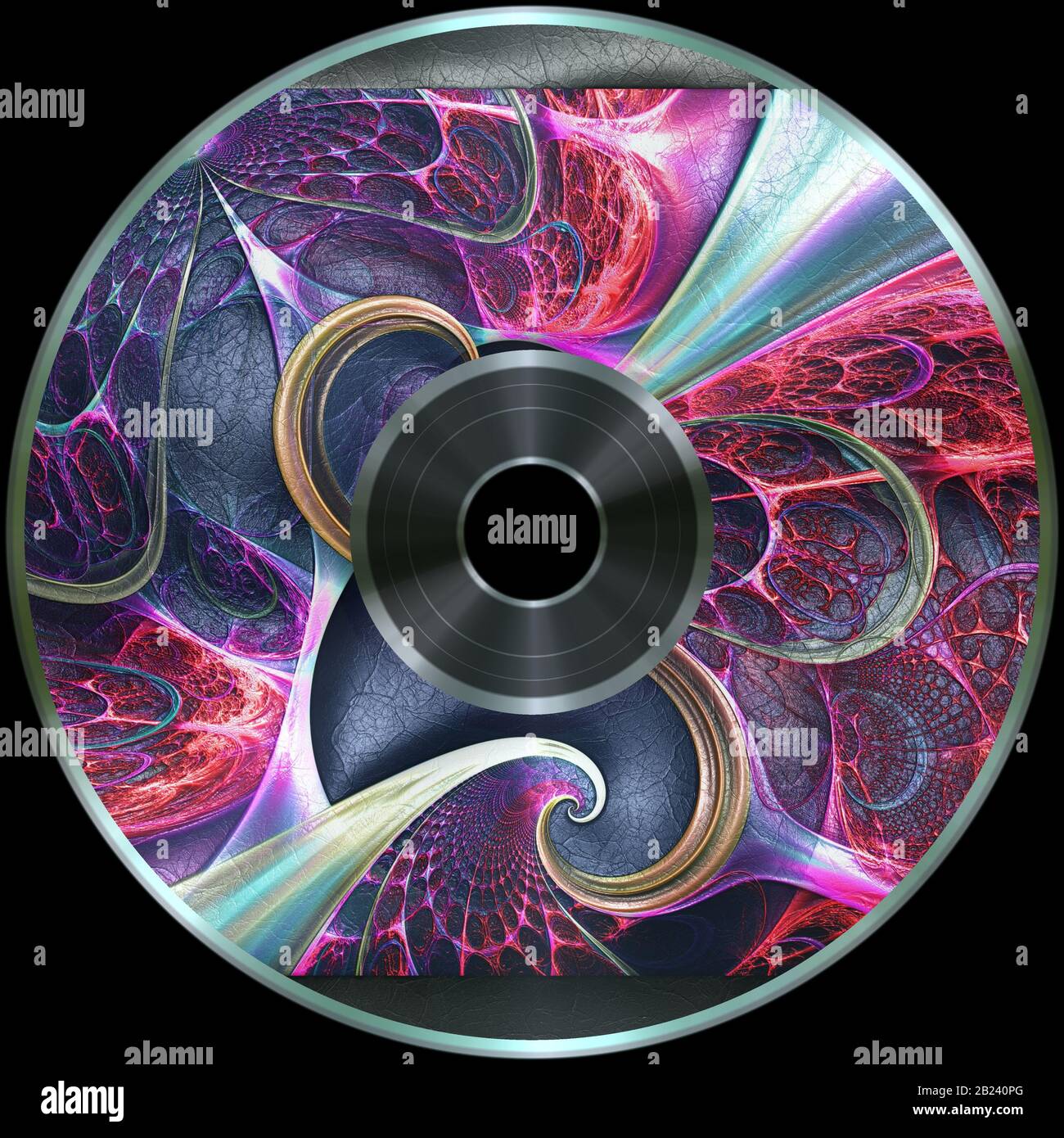 Premade digital media disc with 3D artwork render label on leather ...