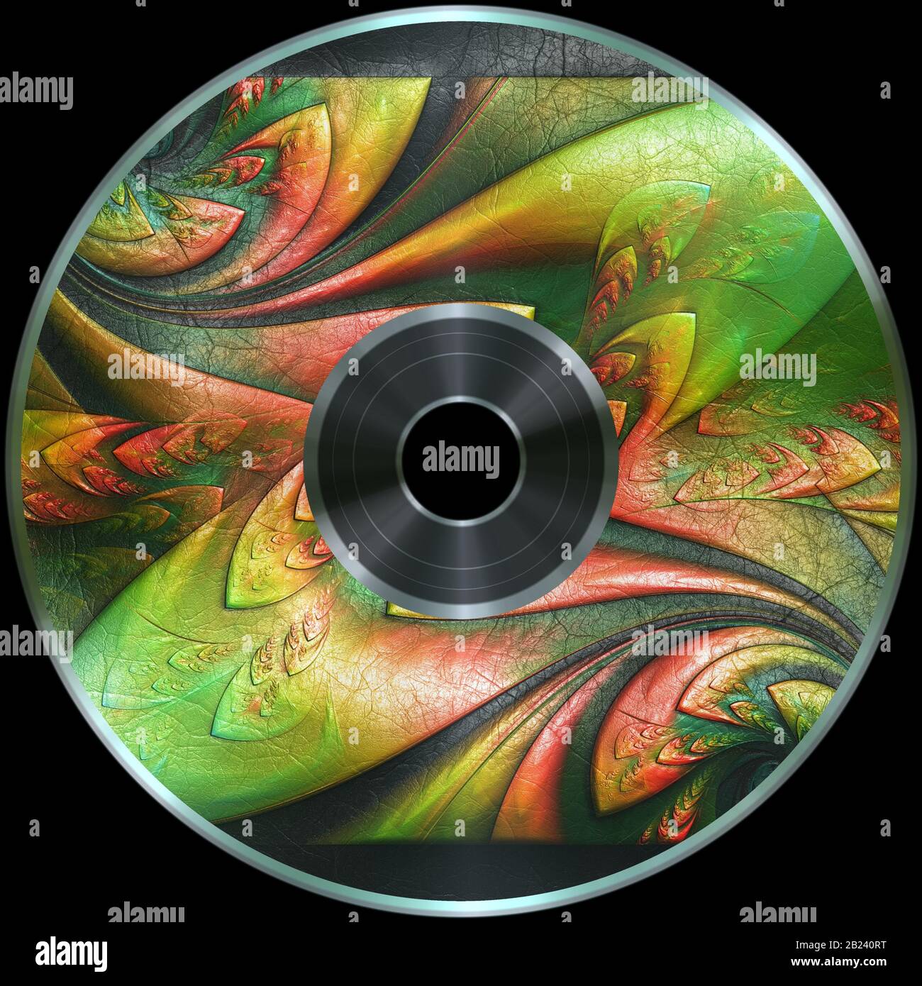Premade digital media disc with 3D artwork render label on leather ...