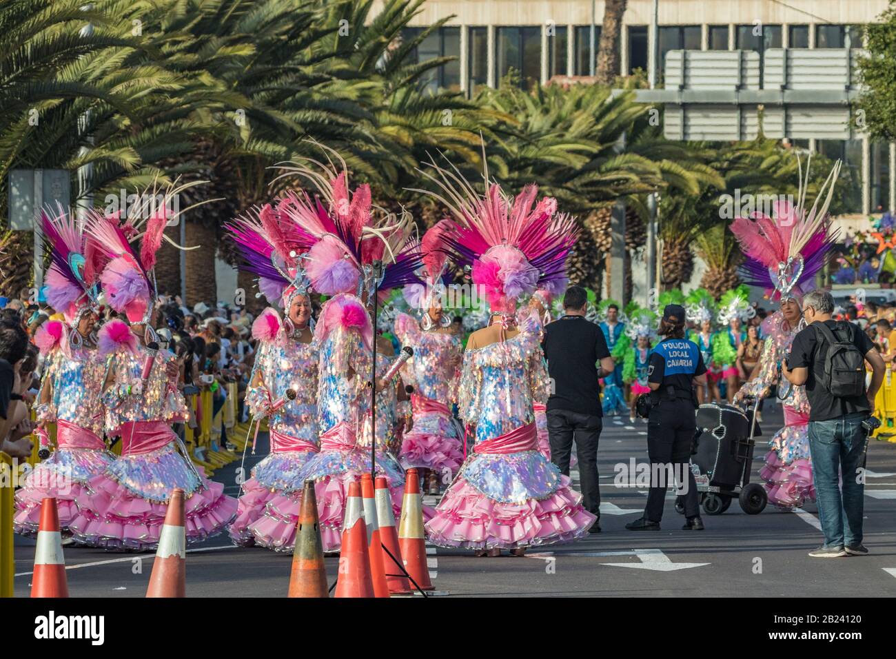 SANTA CRUZ DE TENERIFE, SPAIN - FEBRUARY 25, 2020: Coso parade - along ...