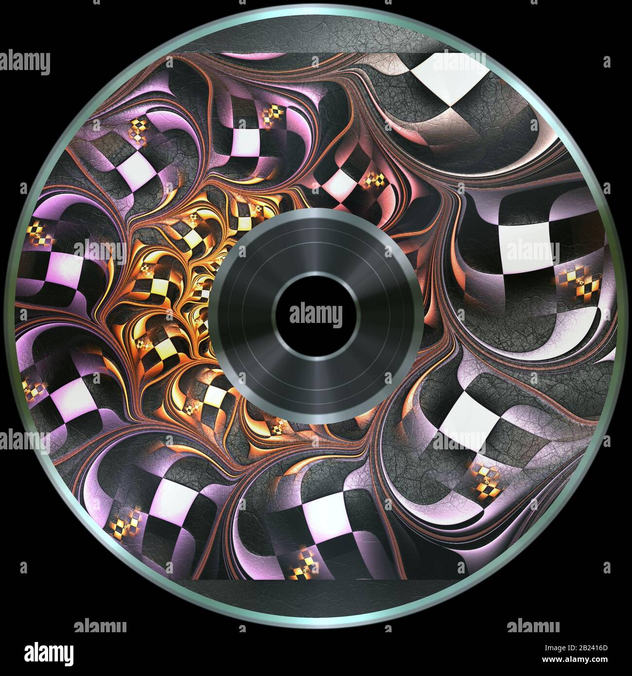 Premade digital media disc with 3D artwork render label on leather ...