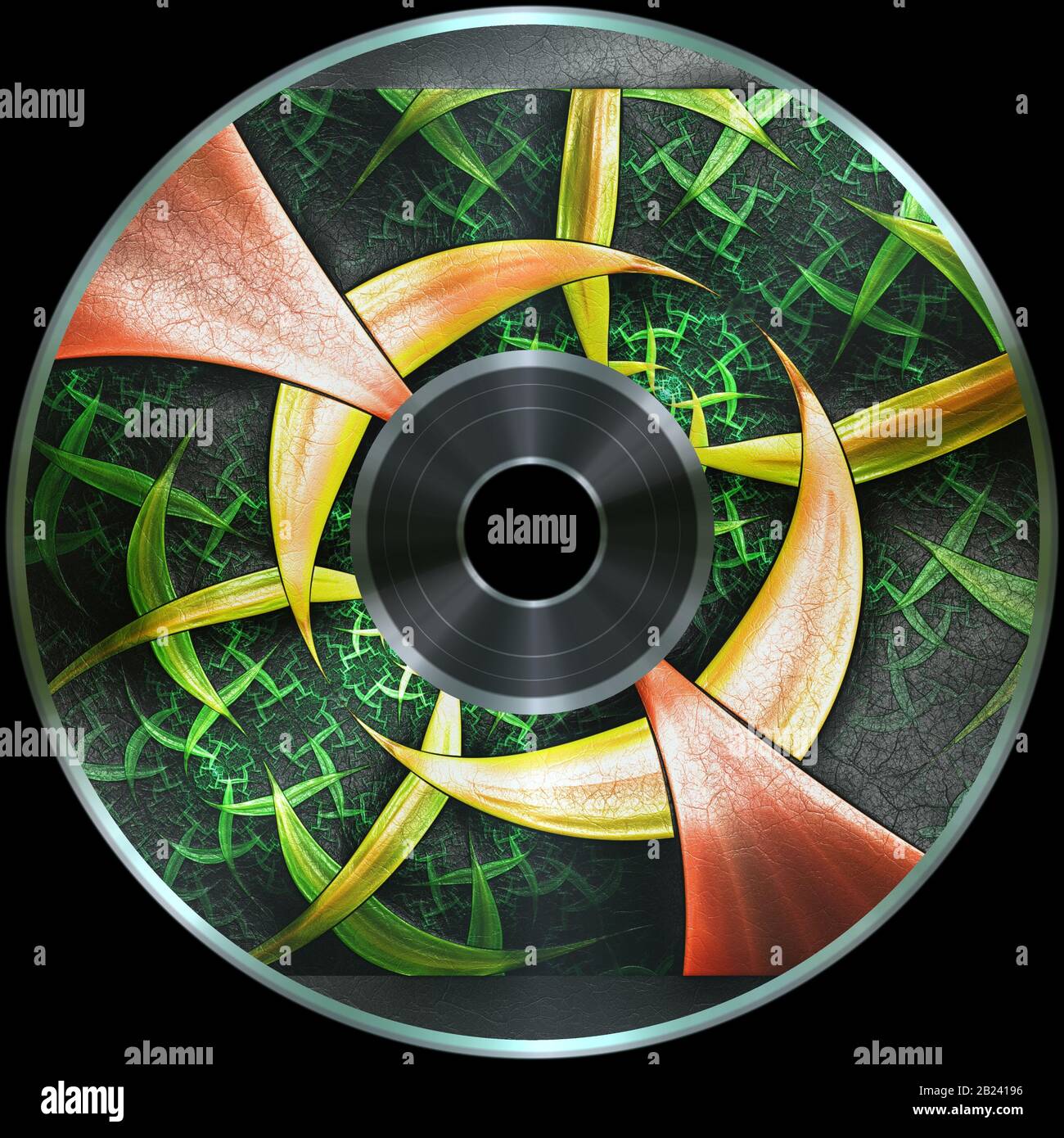 Premade digital media disc with 3D artwork render label on leather ...