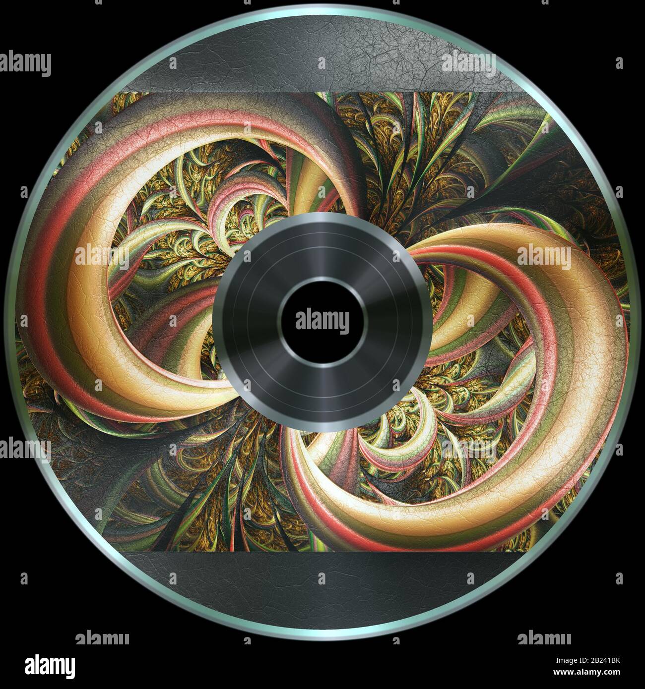 Premade digital media disc with 3D artwork render label on leather ...