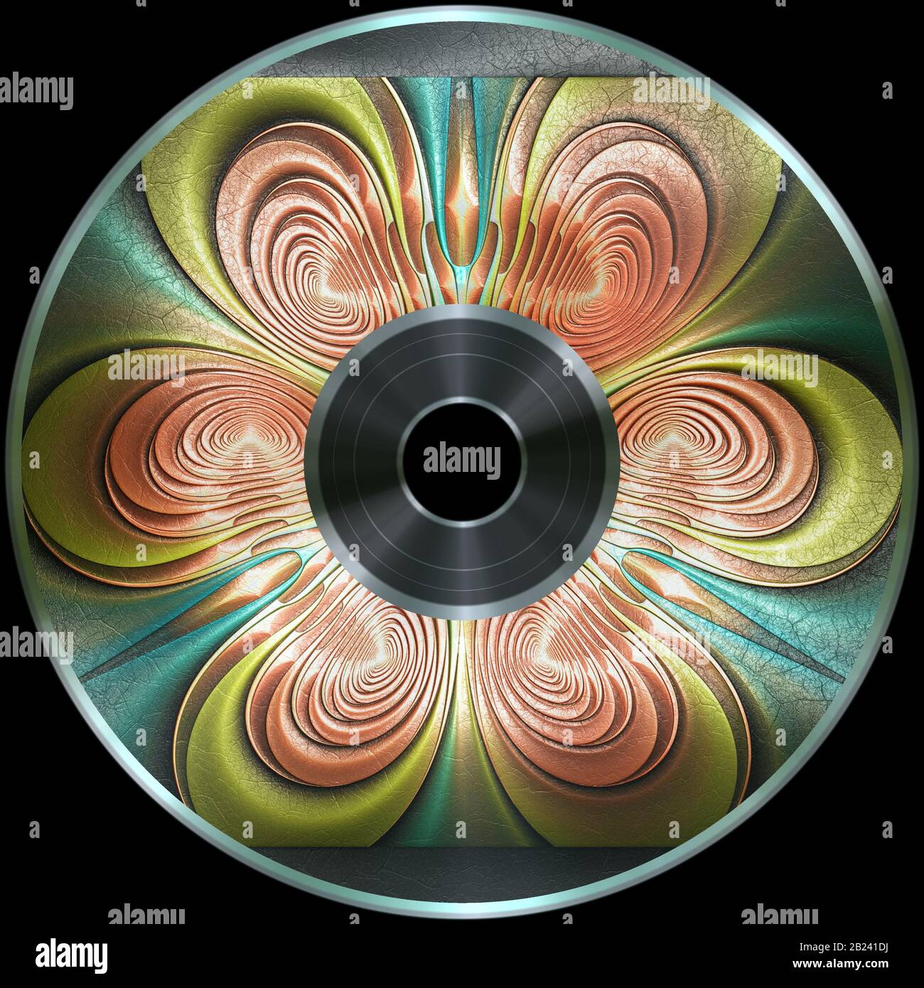 Premade digital media disc with 3D artwork render label on leather ...