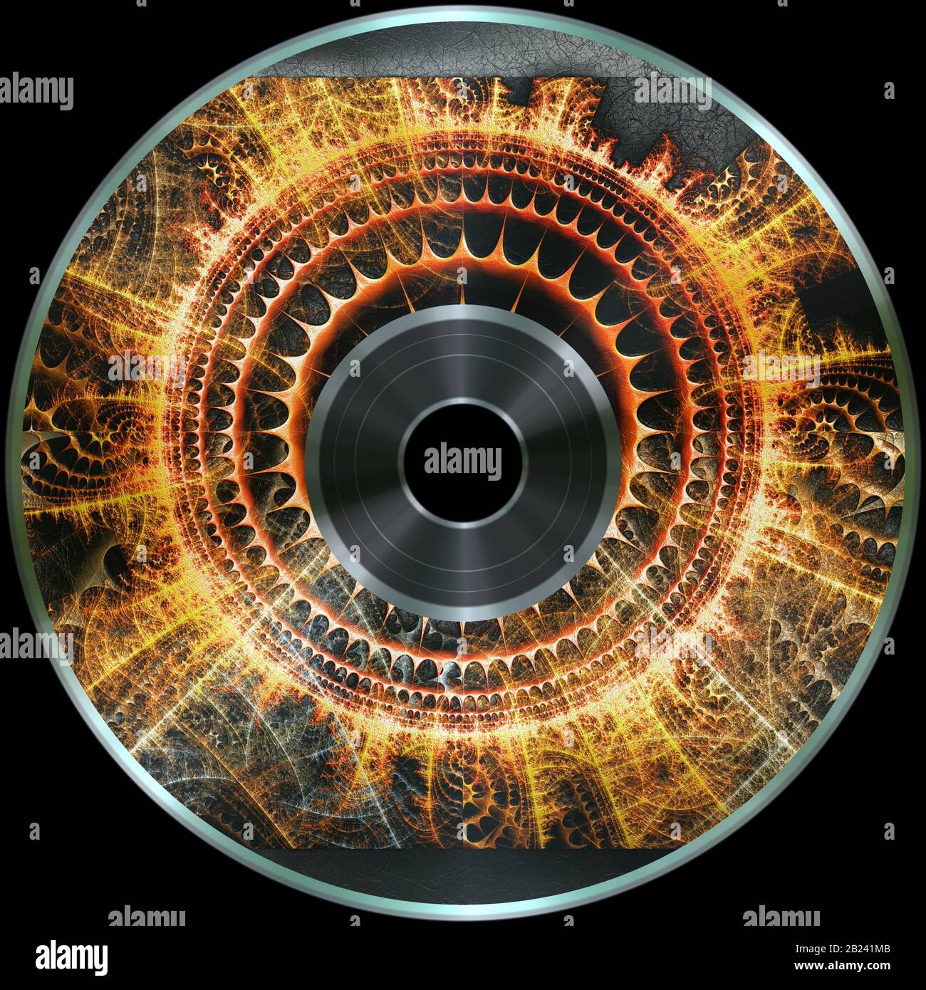 Premade digital media disc with 3D artwork render label on leather ...