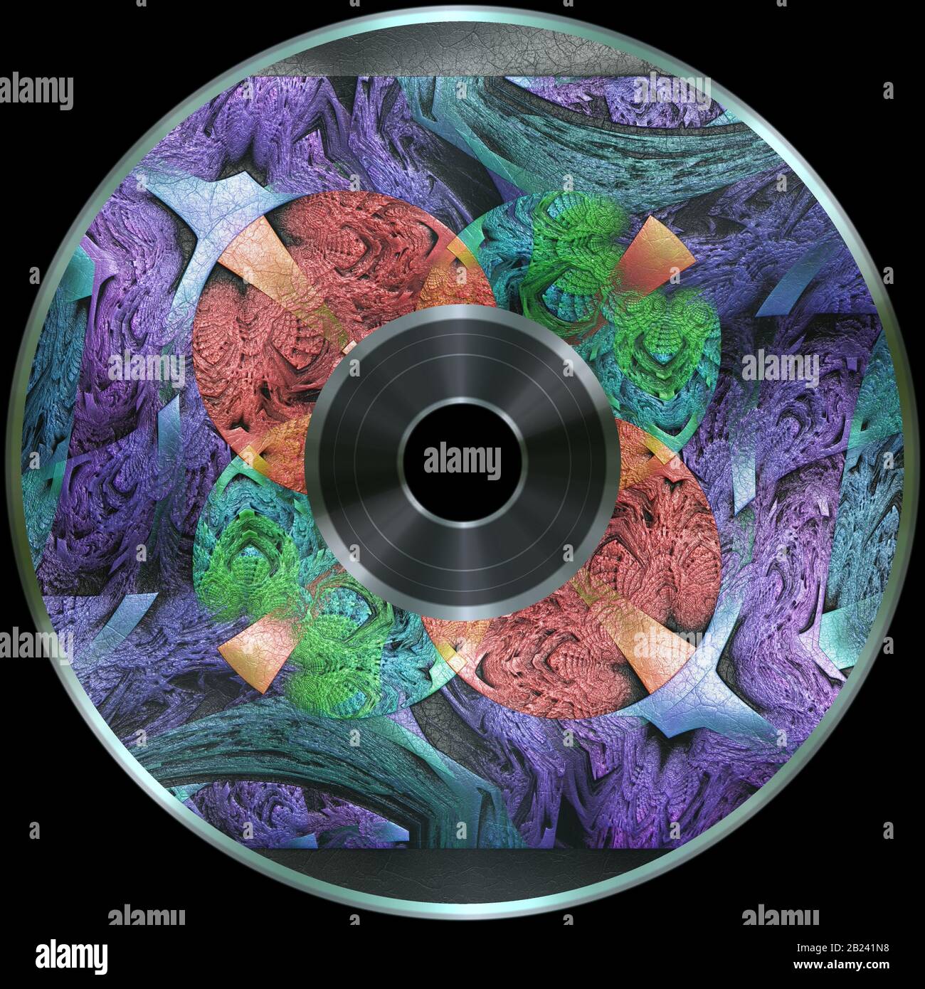 Premade digital media disc with 3D artwork render label on leather ...