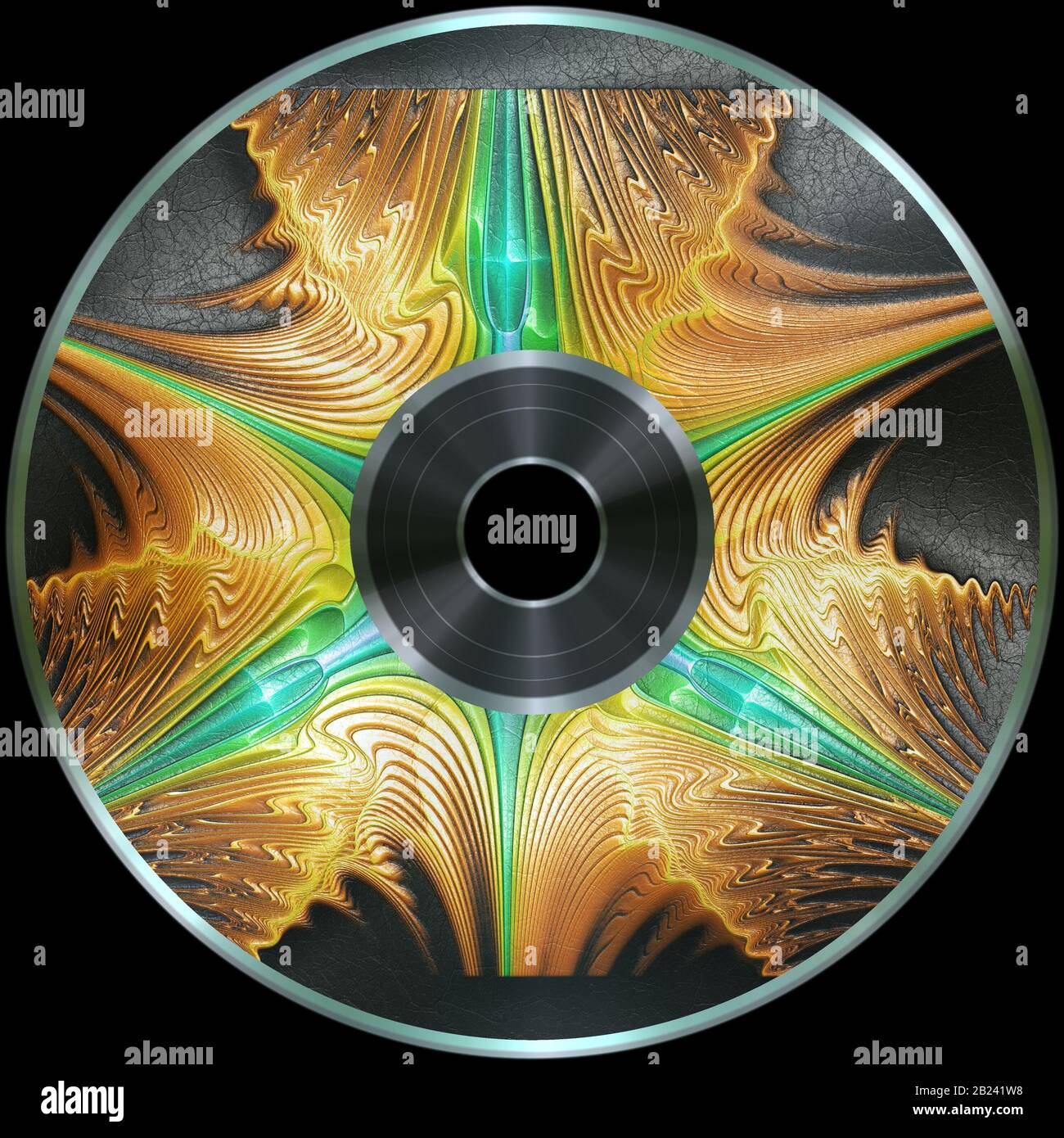 Premade digital media disc with 3D artwork render label on leather ...