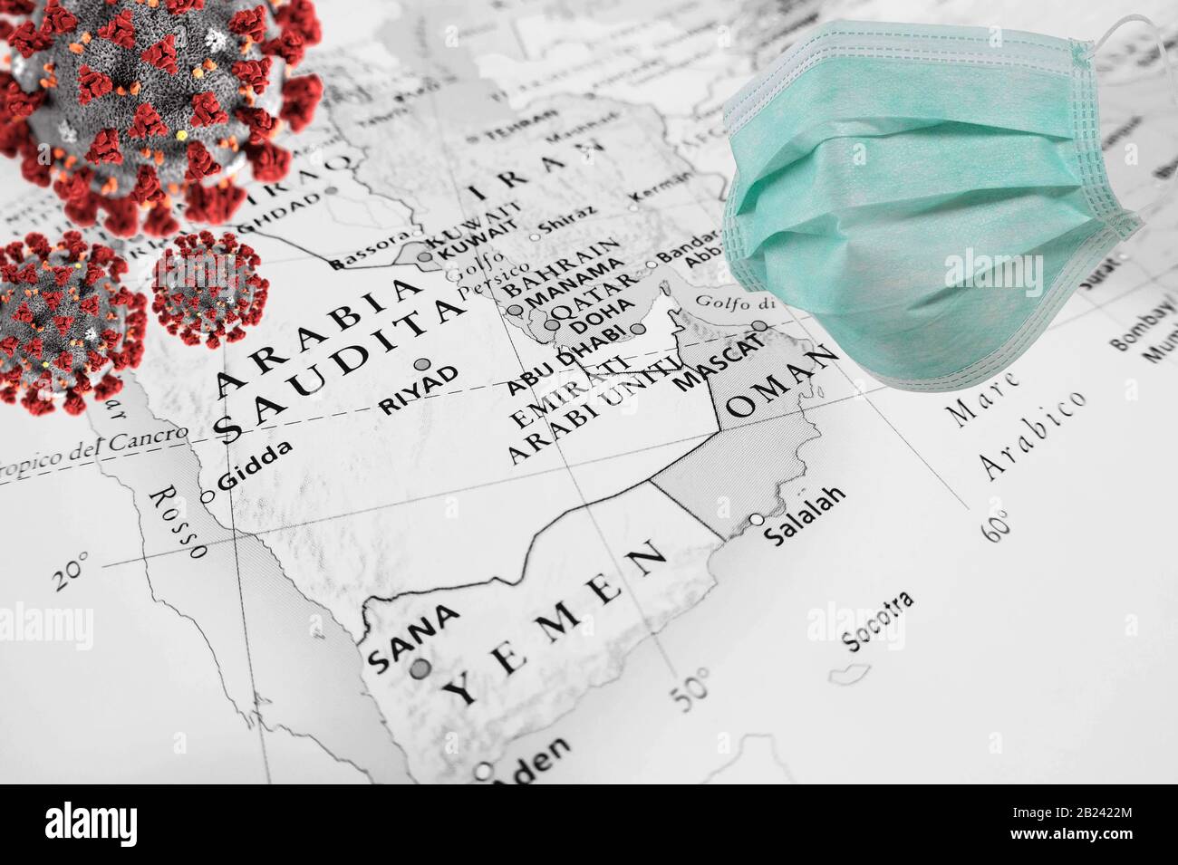 Epidemic conditions over Middle East area Stock Photo - Alamy