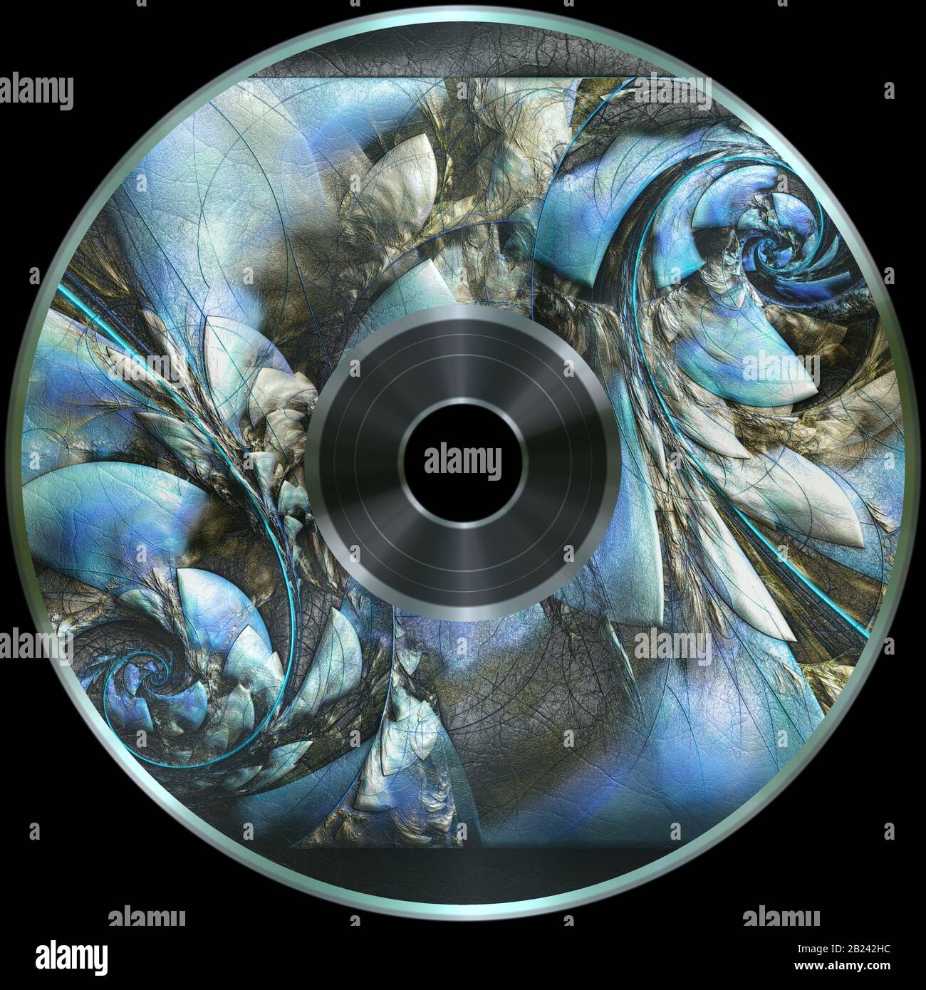 Premade digital media disc with 3D artwork render label on leather ...