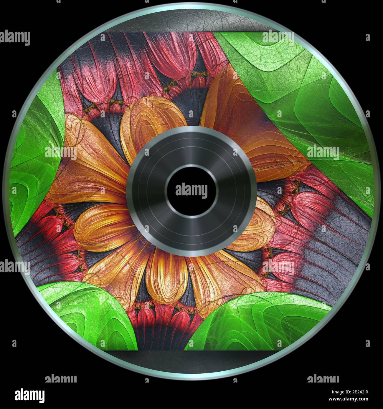 Premade digital media disc with 3D artwork render label on leather ...