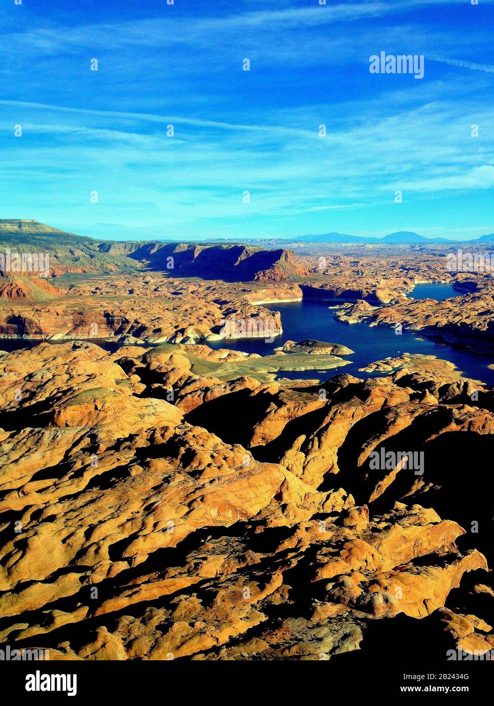 Aerial view of Lake Powell Reservoir in the Glen Canyon National ...