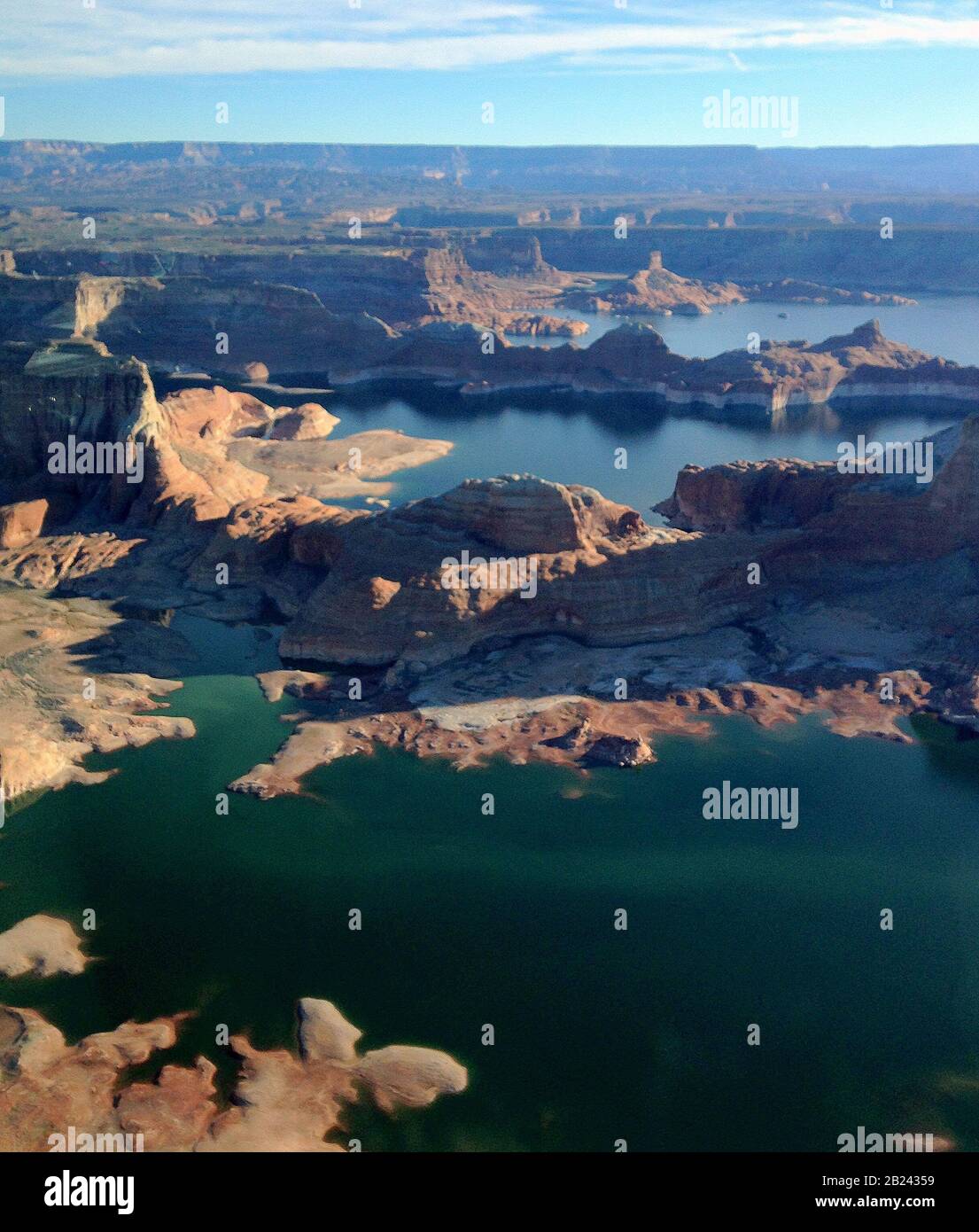Aerial view of Lake Powell Reservoir in the Glen Canyon National ...