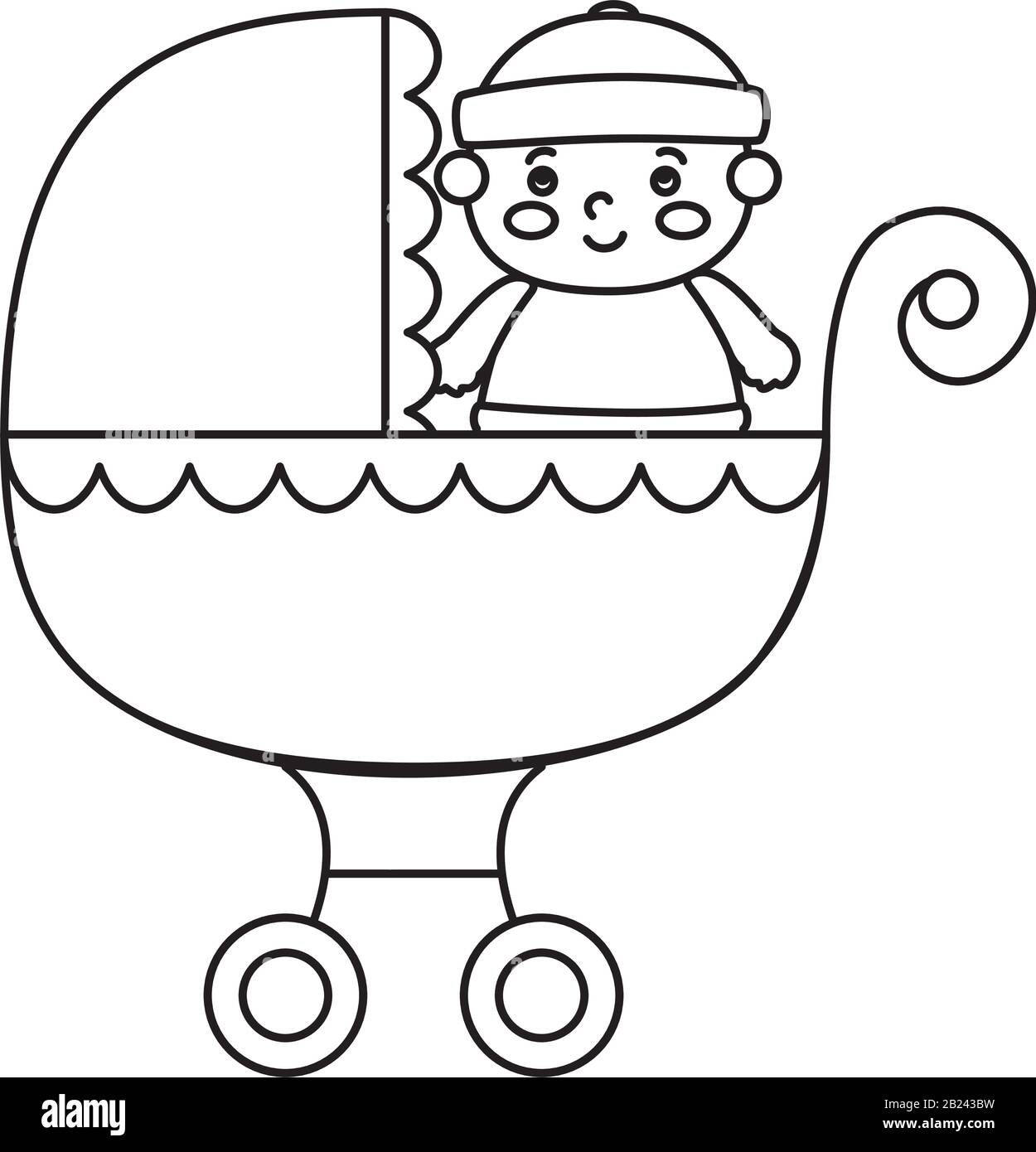cute little boy in baby cart transportation Stock Vector Image & Art ...