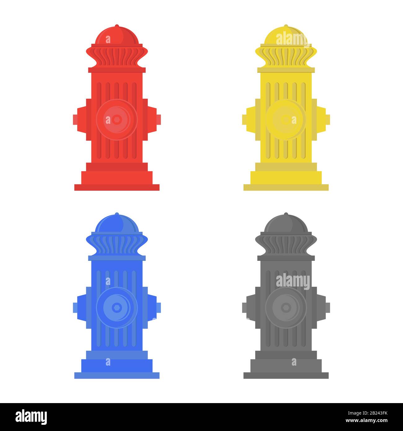 Set of Fire Hydrant Icon Isolated on White Background. Flat Style Logo ...