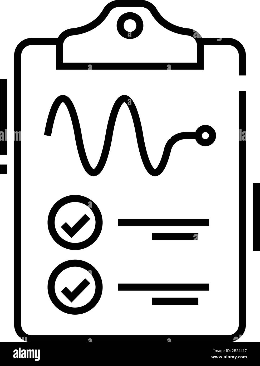 Results notes line icon, concept sign, outline vector illustration ...