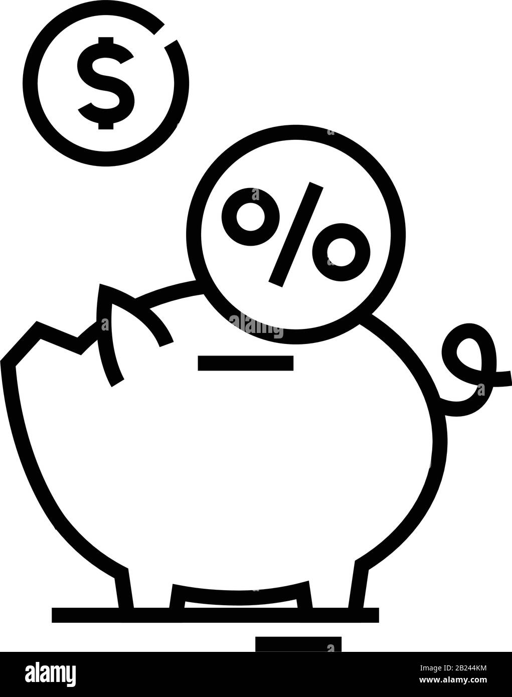 Percent savings line icon, concept sign, outline vector illustration ...