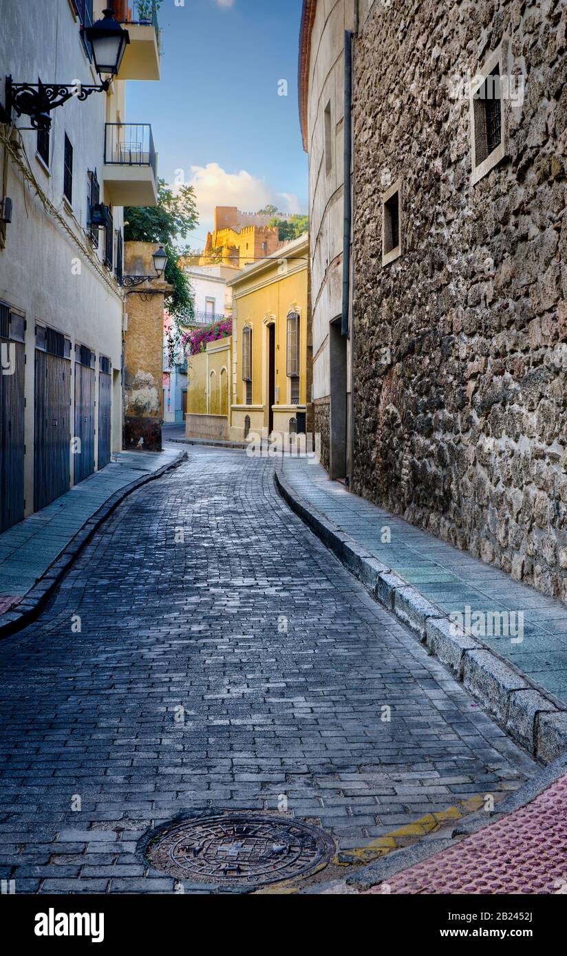 Street of the historic center of the city of Almeria, Andalusia, Spain ...
