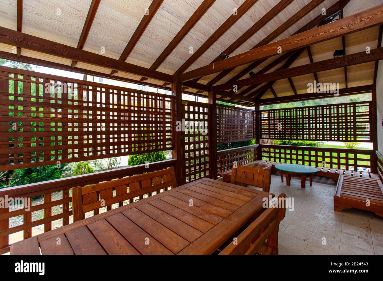 Beautiful view wooden arbor hi-res stock photography and images - Alamy