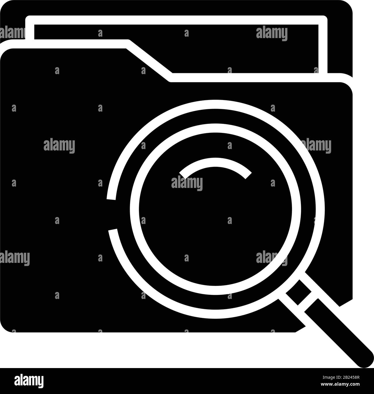 File search black icon, concept illustration, vector flat symbol, glyph ...