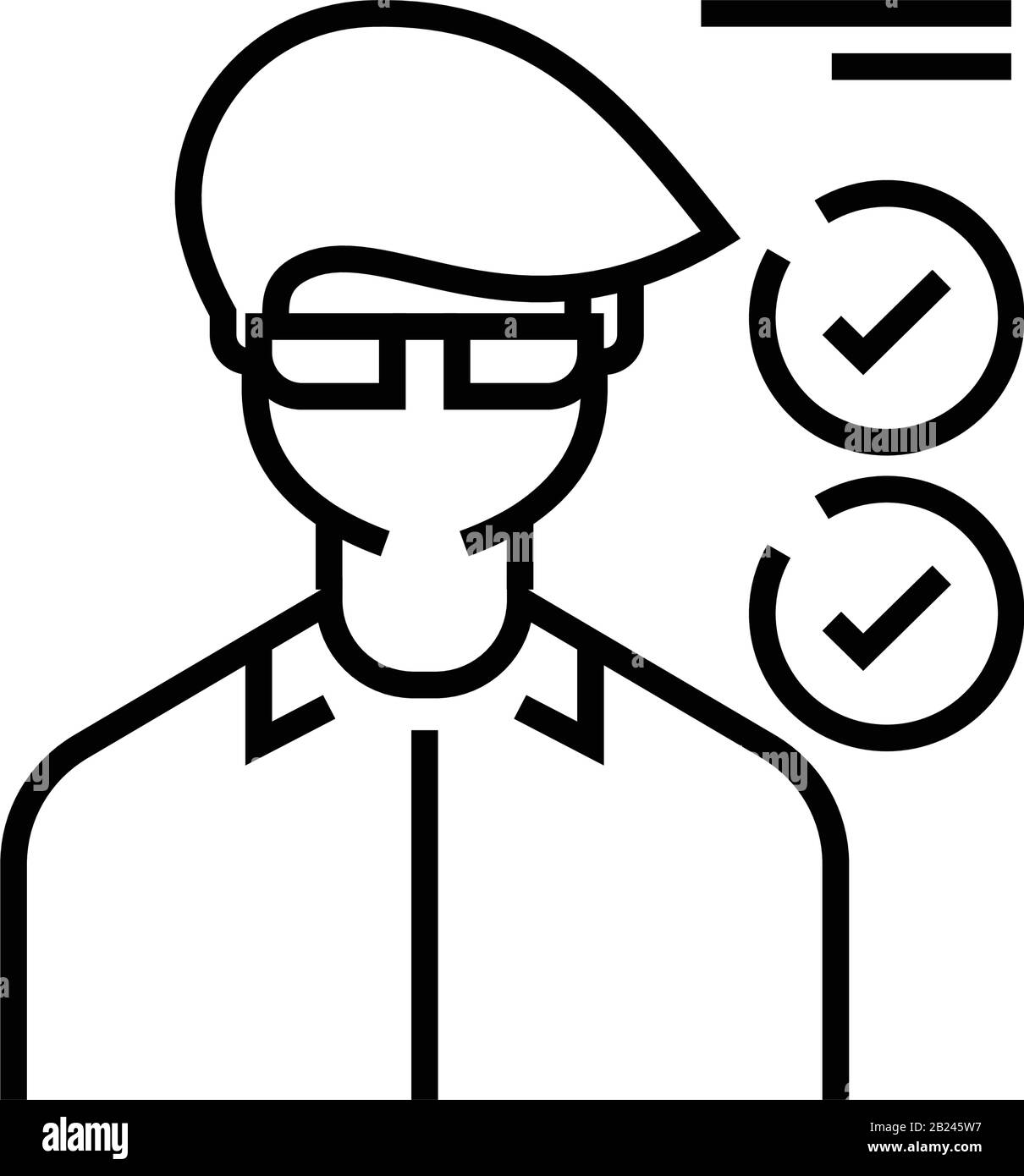 Person taking a test line icon, concept sign, outline vector ...