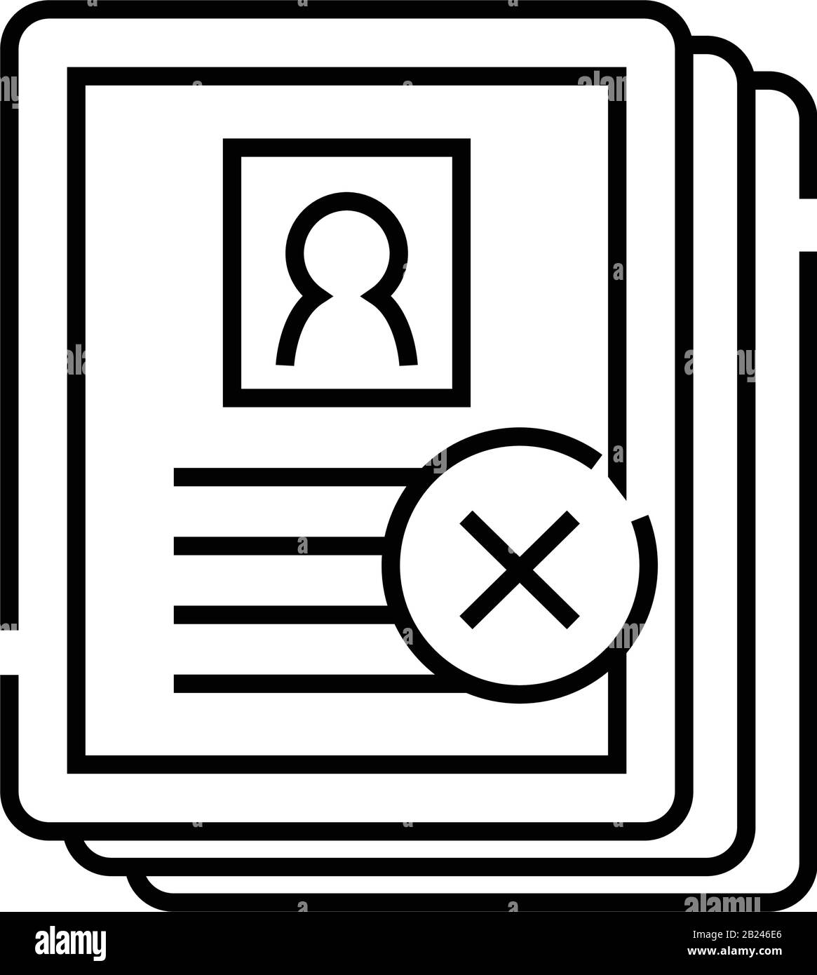 Rejected candidates line icon, concept sign, outline vector ...