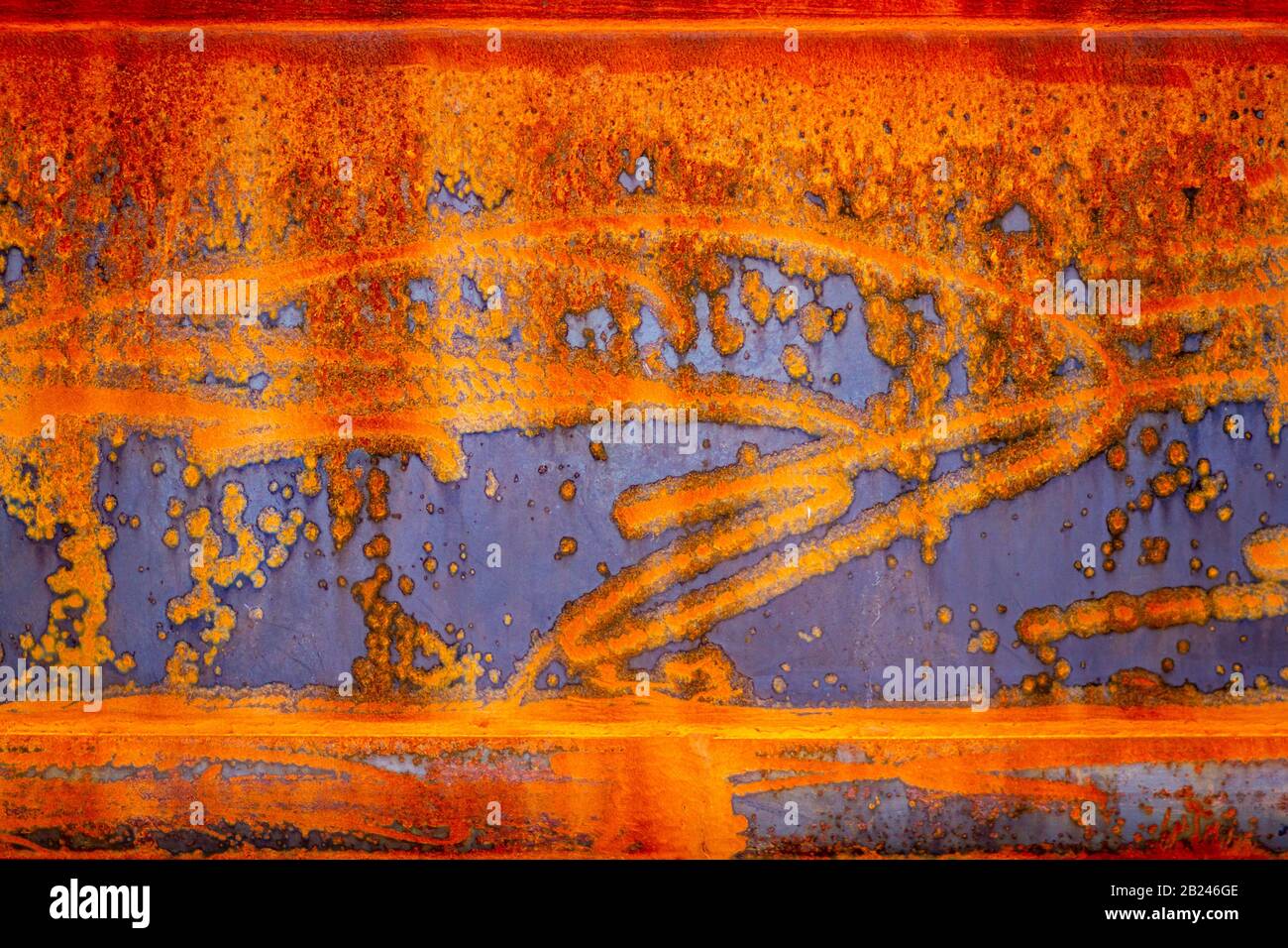 Stripes and patterns of rust on the side of a metal boat Stock Photo ...