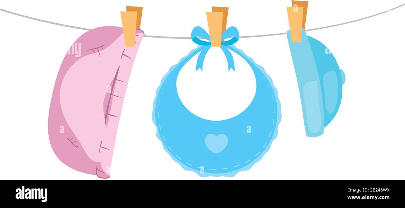 cute baby bib with hats hanging Stock Vector Image & Art - Alamy